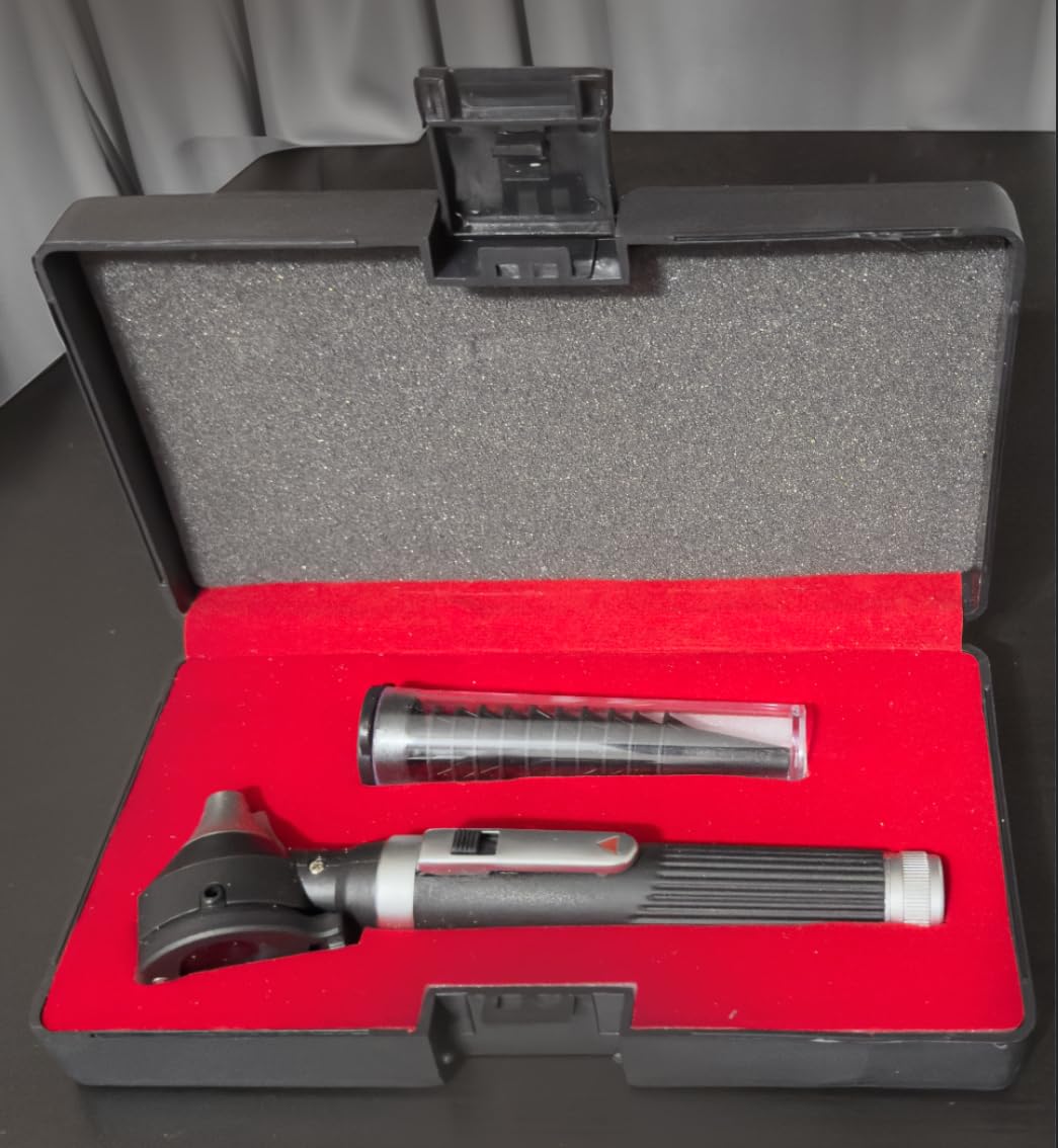 Generic Zaxxan- Pocket Pro Otoscope with Both Adult and Pediatric Disposable Specula Tips and Protective Hard Plastic Case, Black