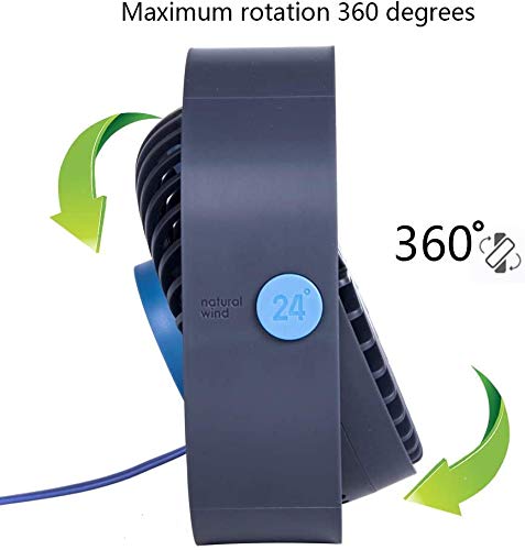 COMLIFE USB Desk Fan with Remote, 8 inch Portable Table Fan with 3 Speeds Strong Airflow, RGB Light, Quiet Operation and 360°Rotate for Home Office Bedroom