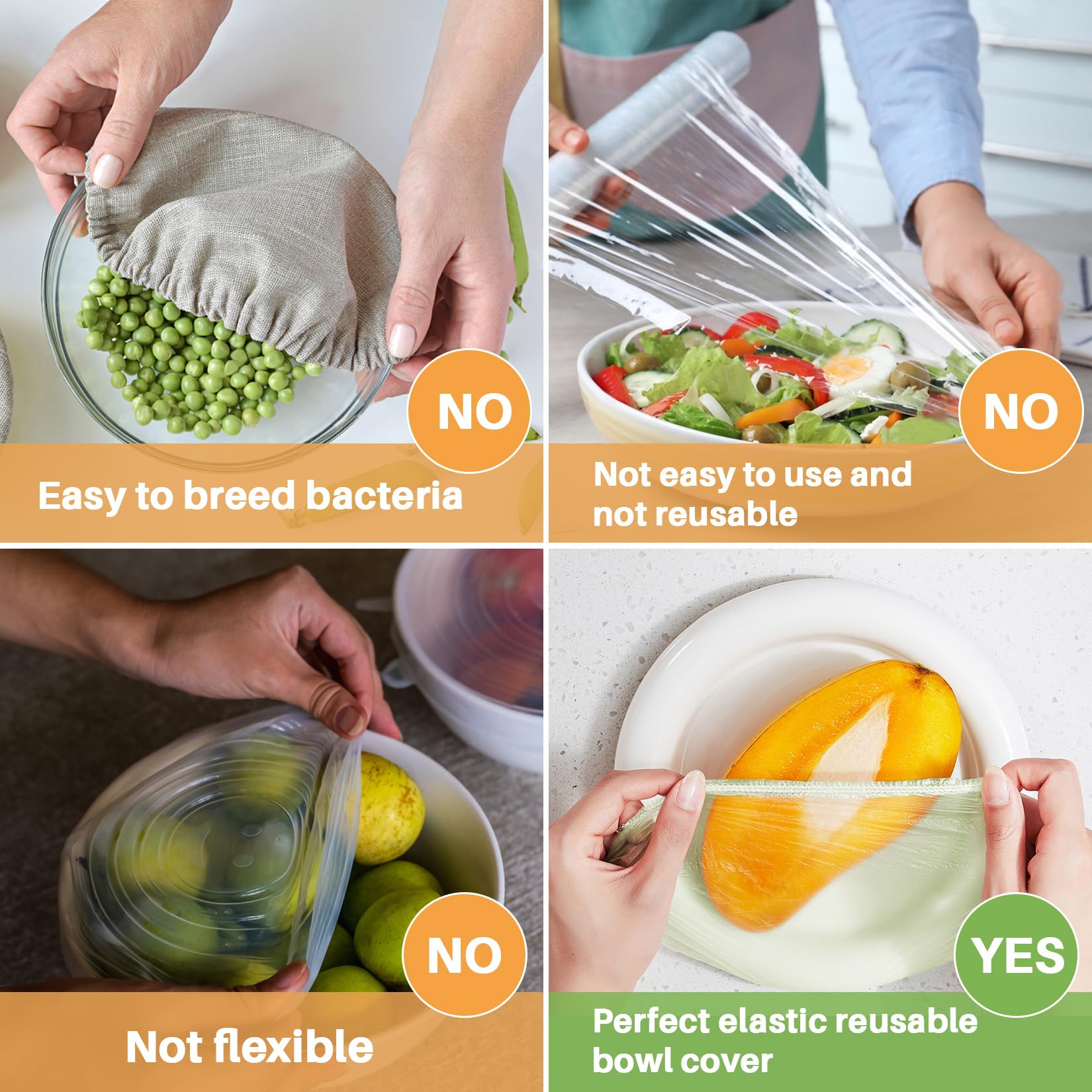 MAQIHAN 80Pcs Bowl Covers Reusable - Plastic Bowl Covers Elastic Reusable Fresh Keeping Bags Food Plastic Wrap Elastic Bowl Covers Reusable Plastic Food Covers Stretch Elastic Food Storage Covers