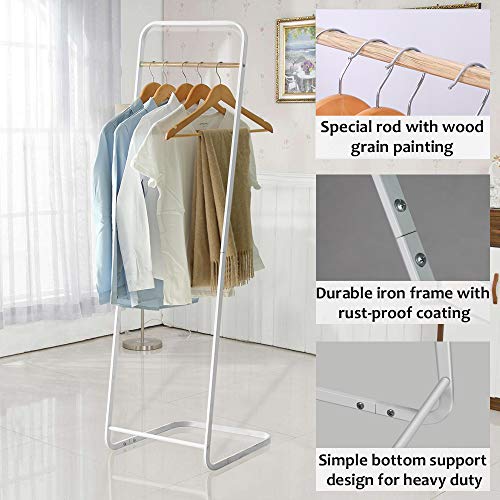 JEFEE Garment Rack Hang Clothes Rack Simple Garment Rack for Garment Storage Display, Heavy Duty Metal Clothes Rack, Hang Clothes Rack Covers a Small Area, Simple and Fashionable, White