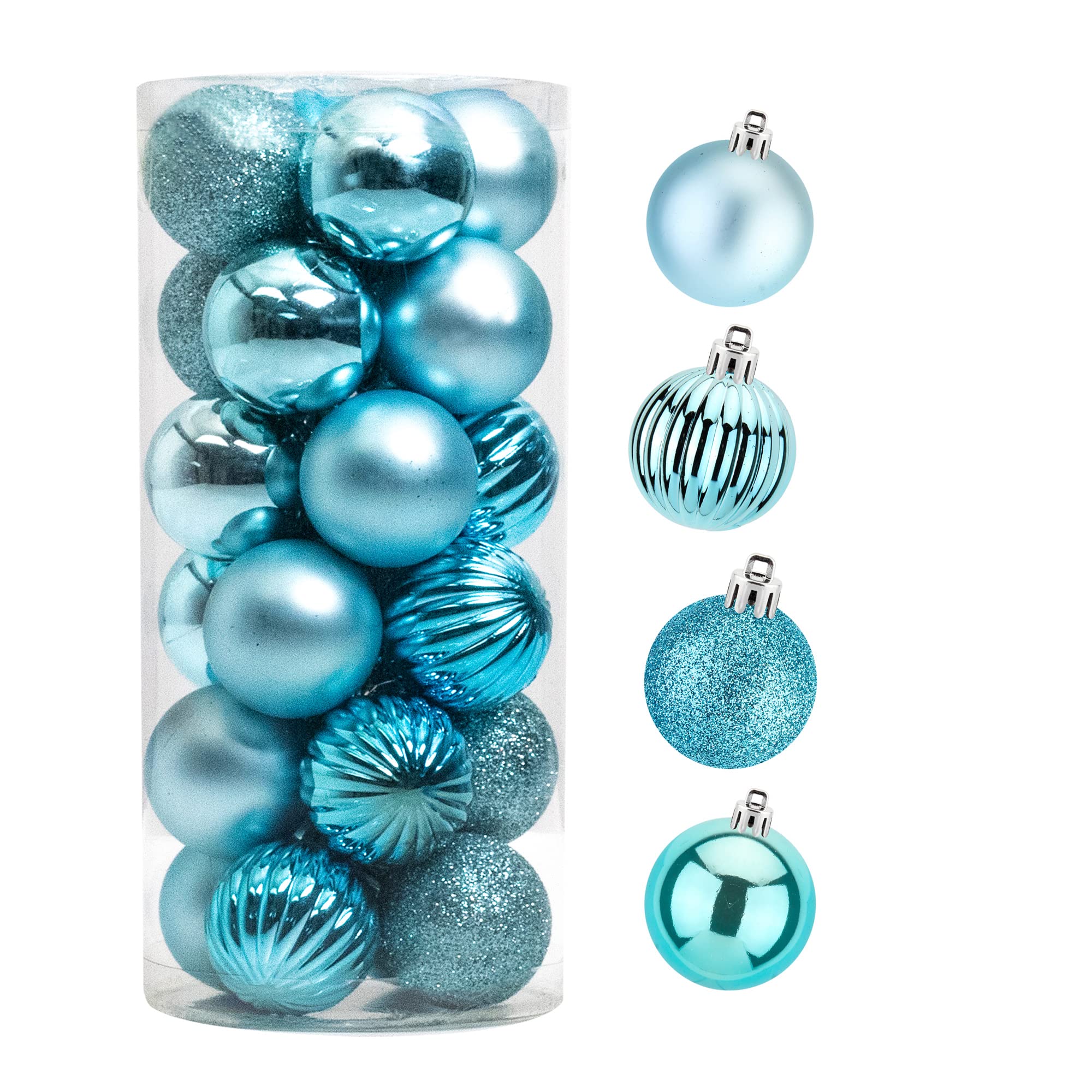 Christmas Balls, 24pcs 1.57" Small Size Christmas Tree Ornaments Hanging Christmas Home Decorations for Home House Bar Party(Blue)