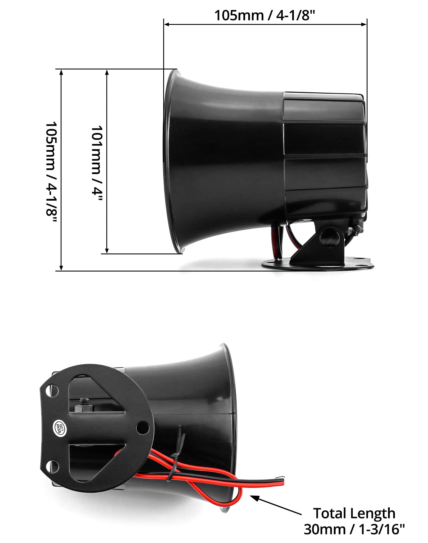 QWORK Electric Siren Horn, DC 12V Security Loud Wired Alarm Siren for Home Alarm System Security and Protection, 110 dB