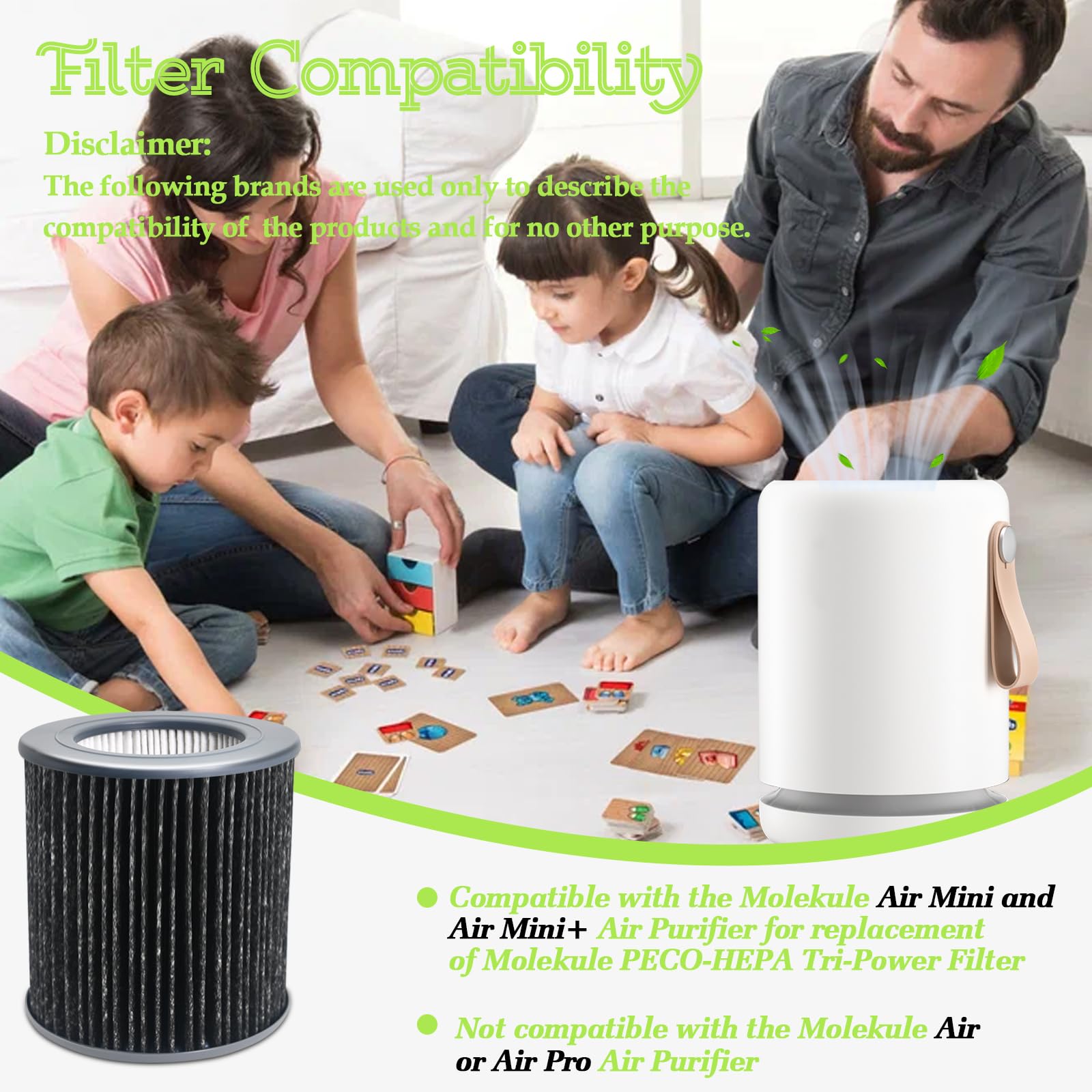 FODACEL PECO-HEPA Filter Replacement, Compatible with the Mole-kule Air Mini and Air Mini+ Air Purifiers, H13 Rate Efficiency Filtration, 1 Pack