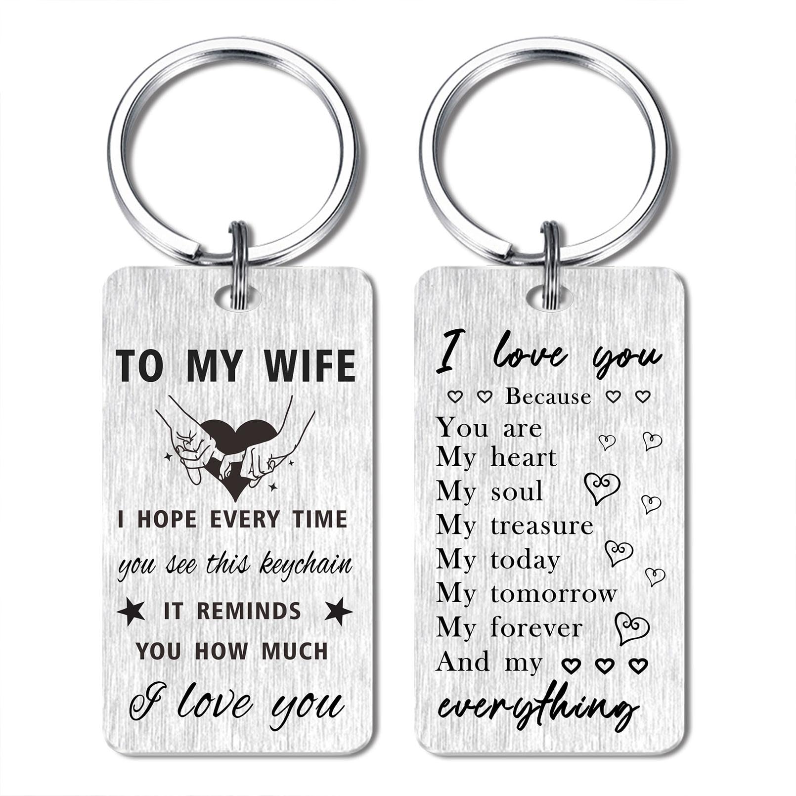 Gezxin Valentines's Day Gifts for Wife- Romantic Wife Birthday Anniversary Keychain from Husband- Mother's Day Gifts for Wife Easter Christmas Xmas Wedding Day