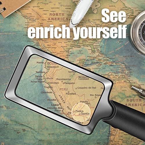 Magnifying Glass with Light, 4X 10X Black Magnifier with 20 Anti-Glare and Dimmable LED Lights Provides Evenly-Lit Viewing Area for Low Vision Seniors