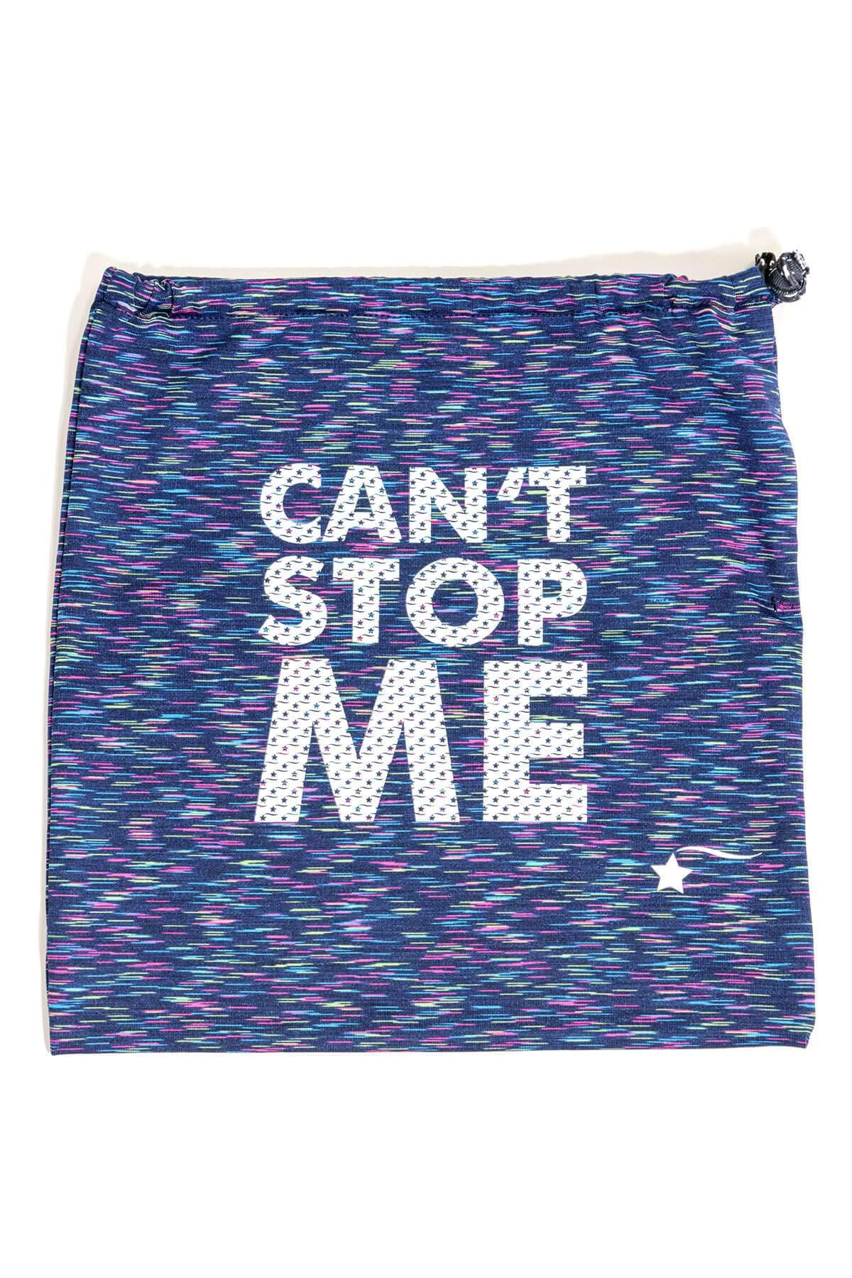 Destira Can't Stop Me Gymnastic Grip Bag, Blue Space Dye Print Drawstring Gym Bag
