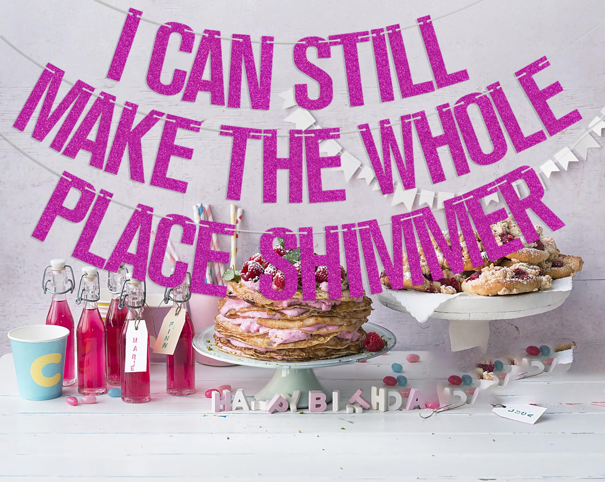 I Can Still Make the Whole Place Shimmer Banner, Disco Taylor Singer Party Decorations, Hot Pink Disco Birthday Party Decorations