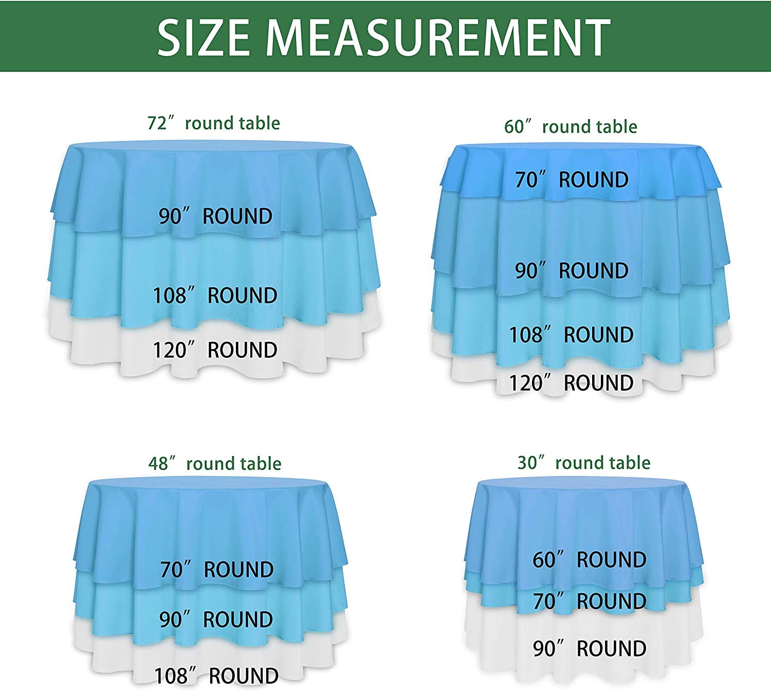Obstal Round Table Cloth, Oil-Proof Spill-Proof and Water Resistance Microfiber Tablecloth, Decorative Fabric Circular Table Cover for Outdoor and Indoor Use (Light Green, 70 Inch Diameter)
