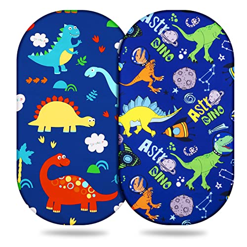 GOPHRALOVE Bassinet Sheets for Baby Boys Toddler 2 Pack Soft Plaid Bassinet Fitted Sheets for Universal Sheet for Rectangle Oval Hourglass 32 x 16 Bassinet Mattress (Dinosaur)
