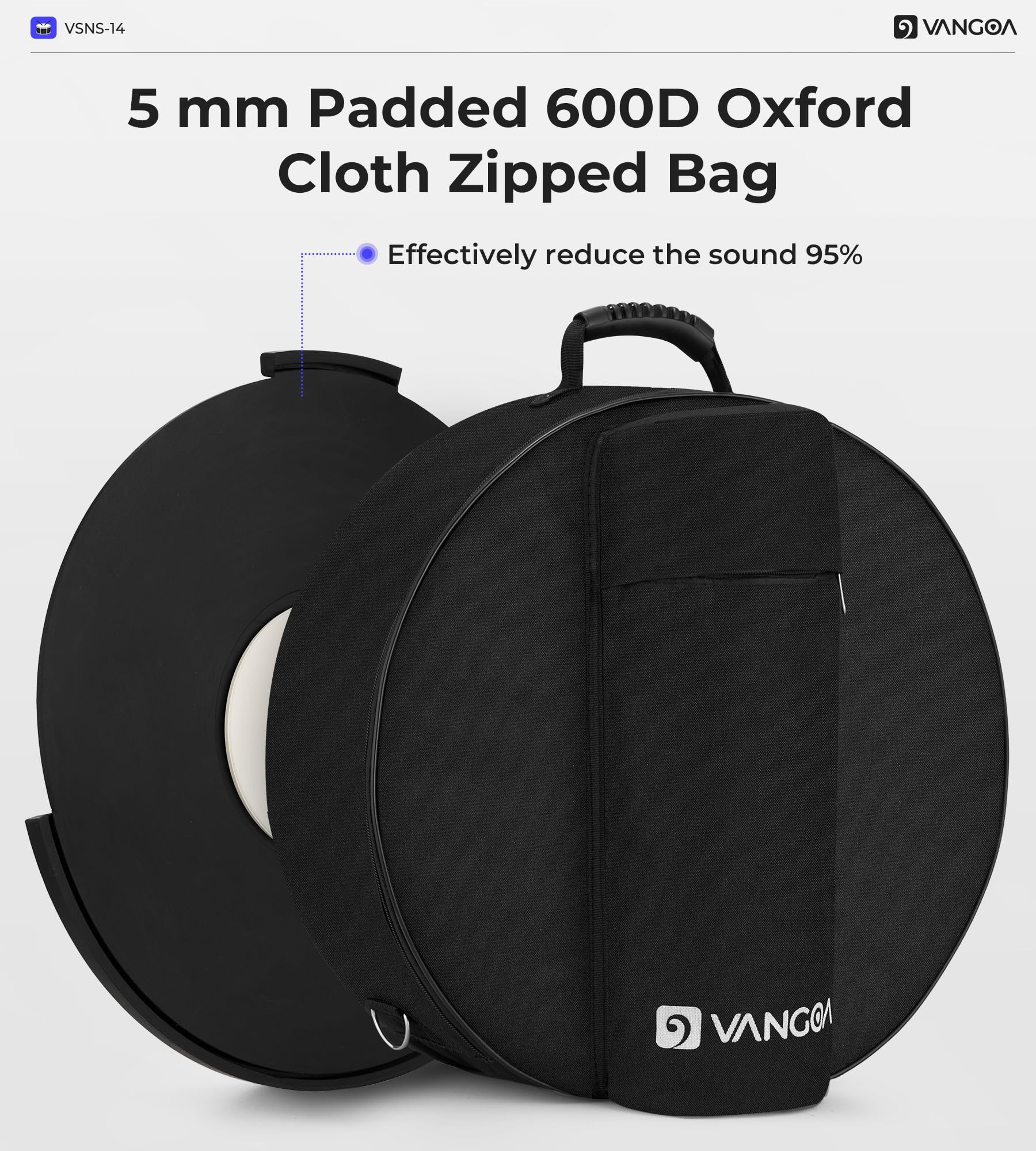 Vangoa Snare Drum Kit 14 x 5.5 Inches Marching School Band Student Beginner Practice Snare Drum with Stand, Gig Bag, 5A Drumsticks, Tuning Key, Coated Drum Head, Strap, Mute Pad, Black