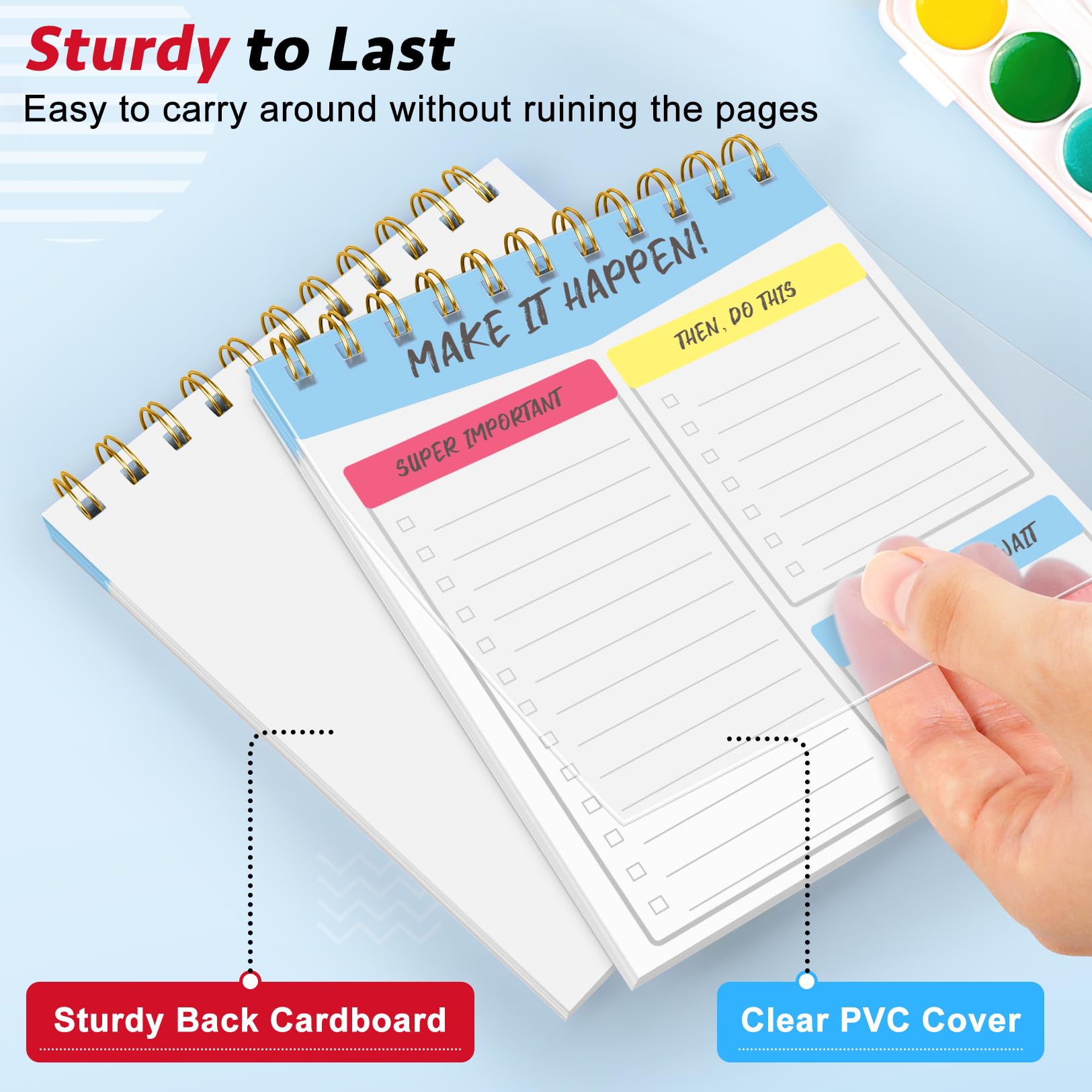 Daily To Do List Notepad - Undated Daily Planner 120 Pages, To Do List Notebook with Clear Cover, Boost Productivity Organize & Prioritize Your Tasks and Appointments, 6.5"x9.8" Notepads for Work,