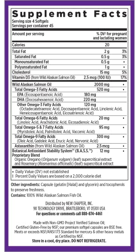 New Chapter Wholemega for Moms Fish Oil Supplement - Prenatal DHA with Omega-3 + Vitamin D3 for Prenatal & Postnatal Support - 180 ct, 500mg Softgels