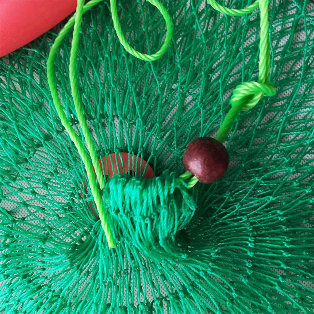 DLOETT Fishing Tackle Folded Portable Trap Cage Boat Fishing Three Floating Ball Cast Mesh Fish Net Catching