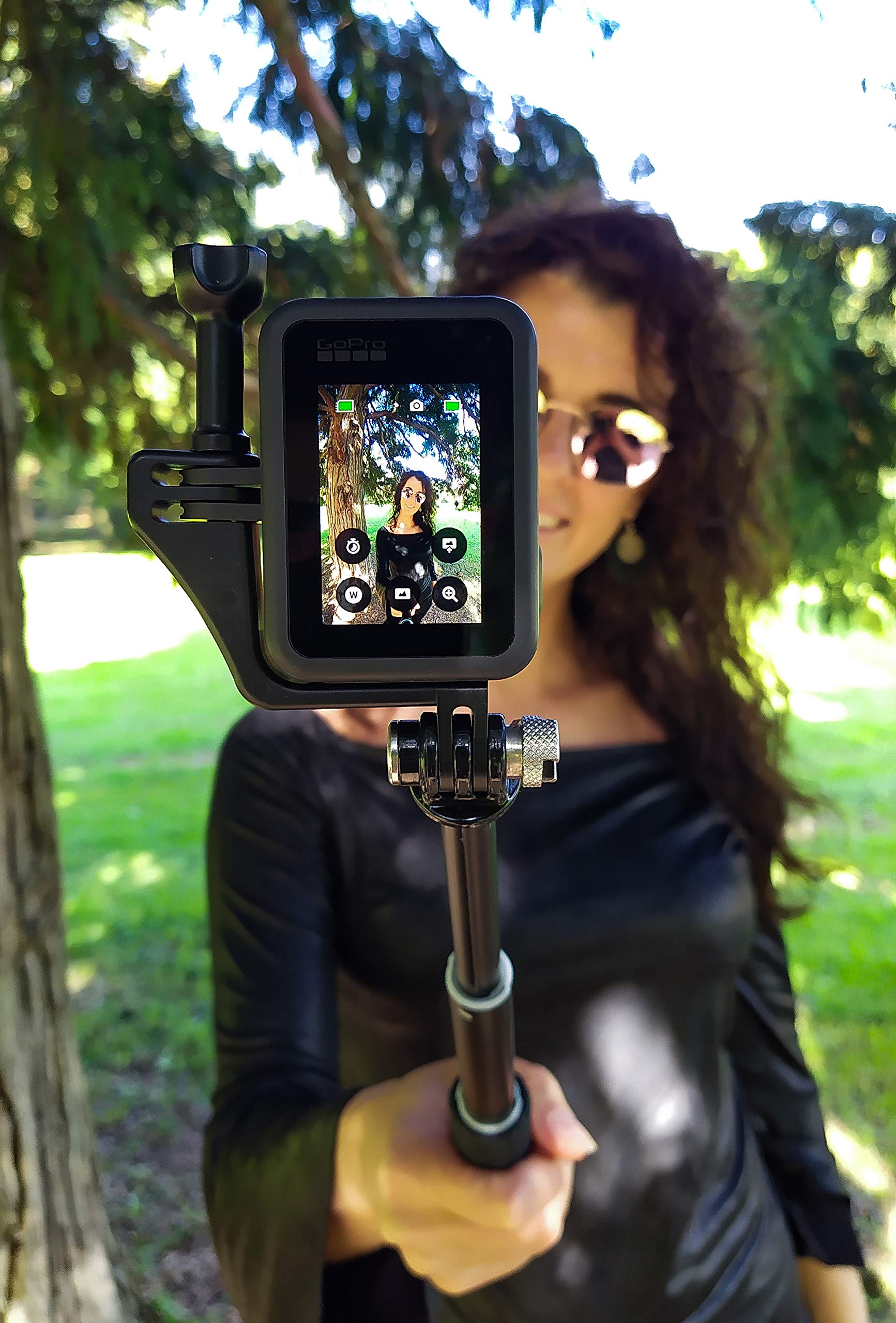Dreampick Black Vertical Mount for GoPro Hero 4/5/6/7/8/9, DJI Osmo Action, Compatible with iPhone