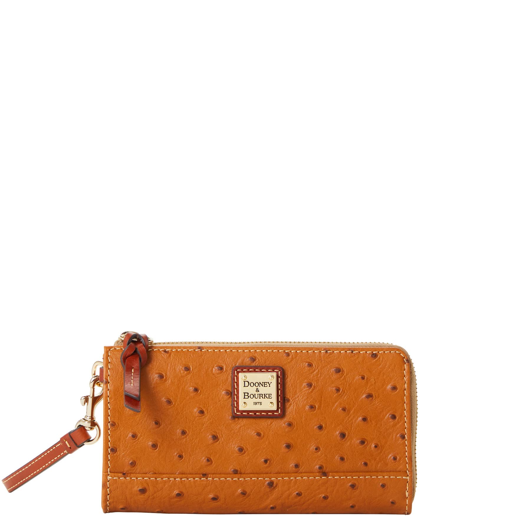 Dooney & Bourke Handbag, Ostrich Folded Zip Wristlet - Tan