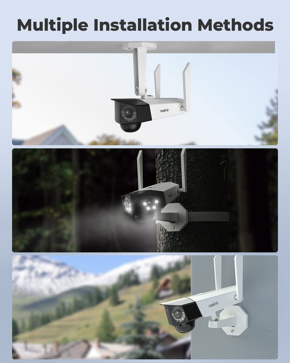 REOLINK 2K 4G LTE Cellular Security Camera Wireless Outdoor with Dual Lens 150° Wide Angle, Rechargeable Battery, Color Night Vision, Human/Vehicle Detection, Two-Way Talk, Duo 4G