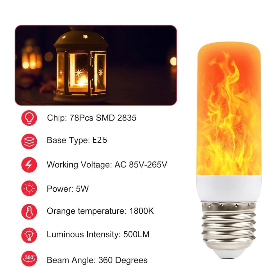 iCrius 2-Pack LED Flame Light Bulbs