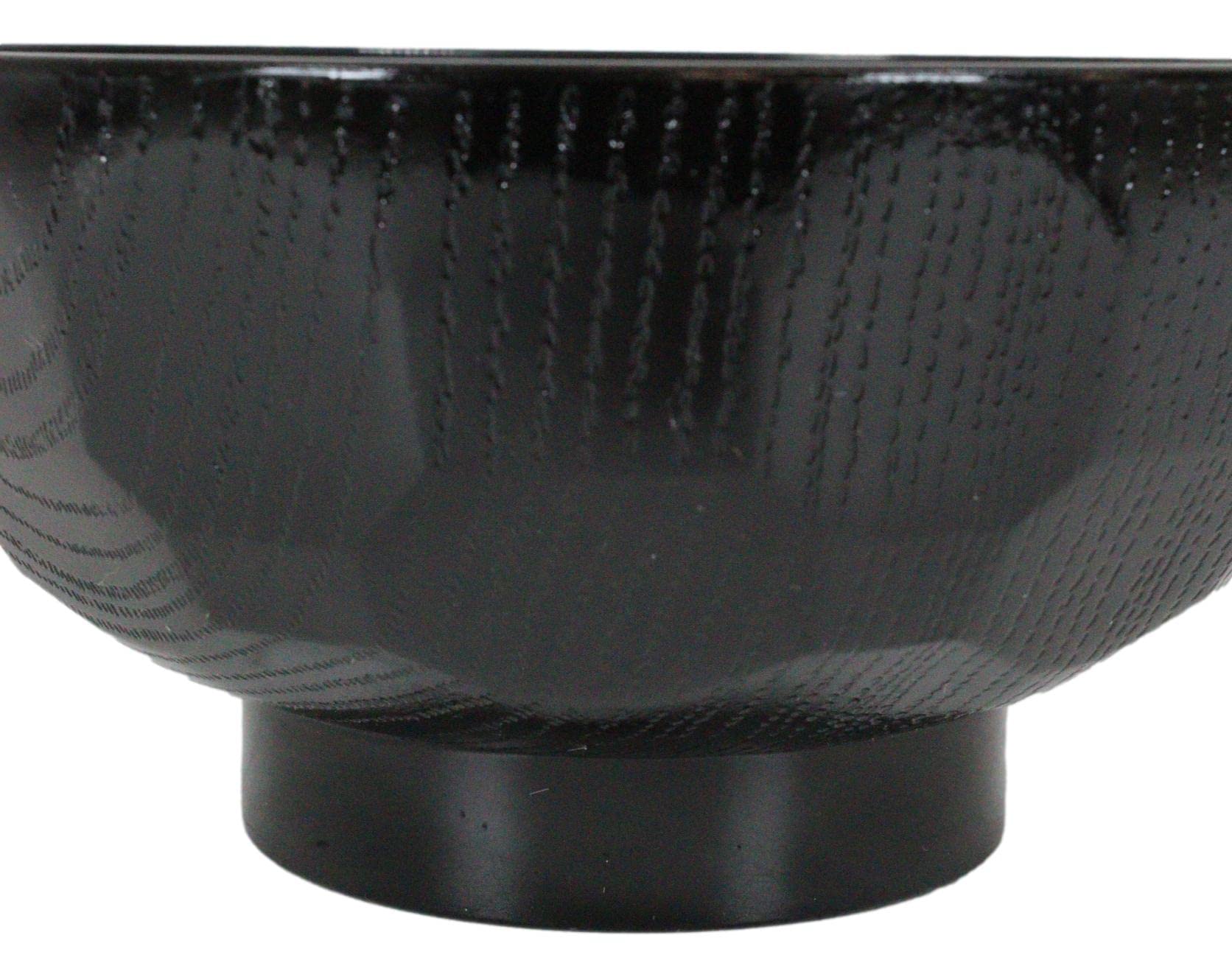 Ebros Gift Japanese Contemporary Black Lacquer Ridged Bowls For Rice Miso Appetizer Soup 4.5" Diameter Made In Japan Decorative Bowl Set of 10 Lacquered Serveware For Restaurants Home Kitchen Gifts