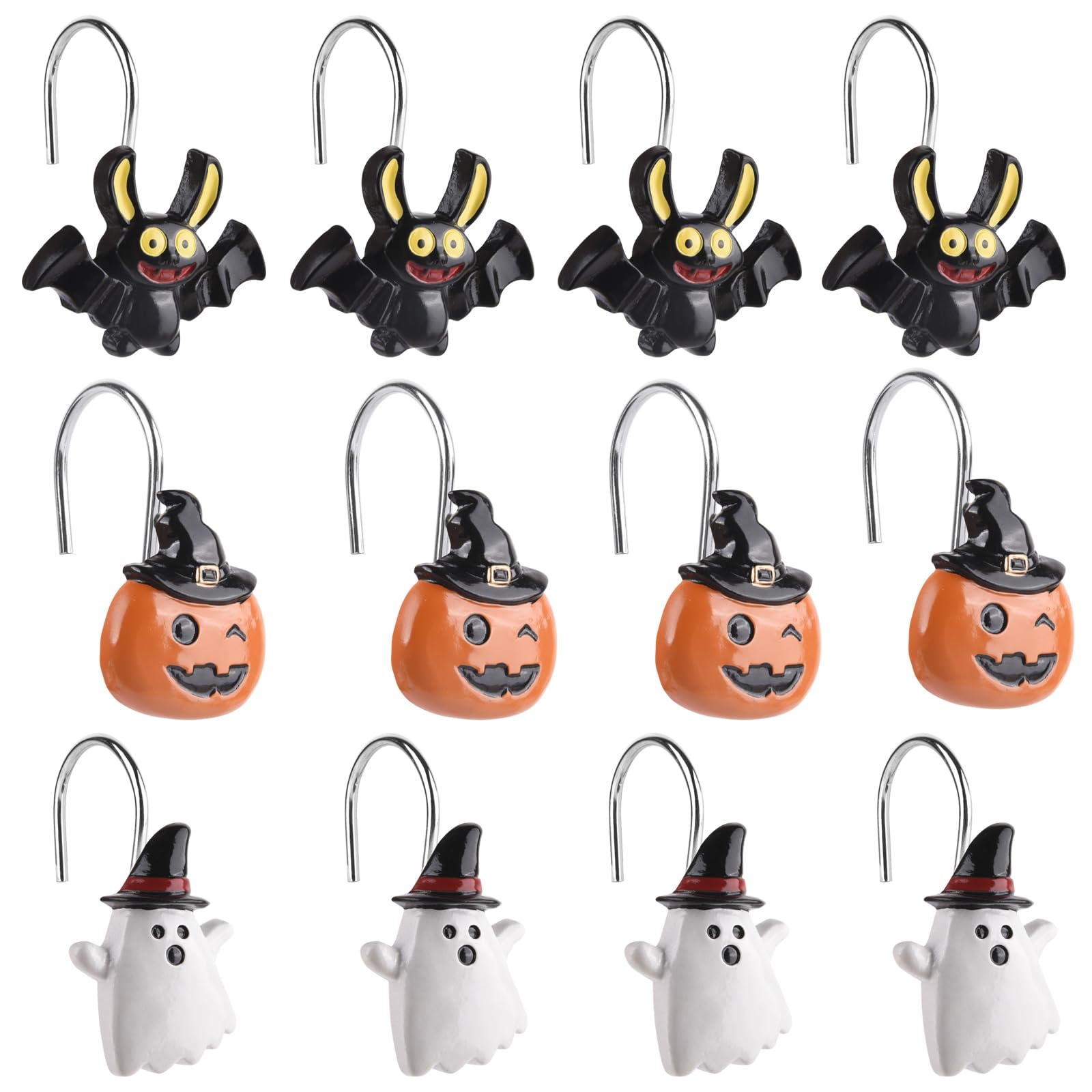 Christmas Decorative Shower Curtain Hooks 12Pcs Xmas Snowman Rust Proof Shower Curtain Hook Rings for Bathroom Living Room Decoration