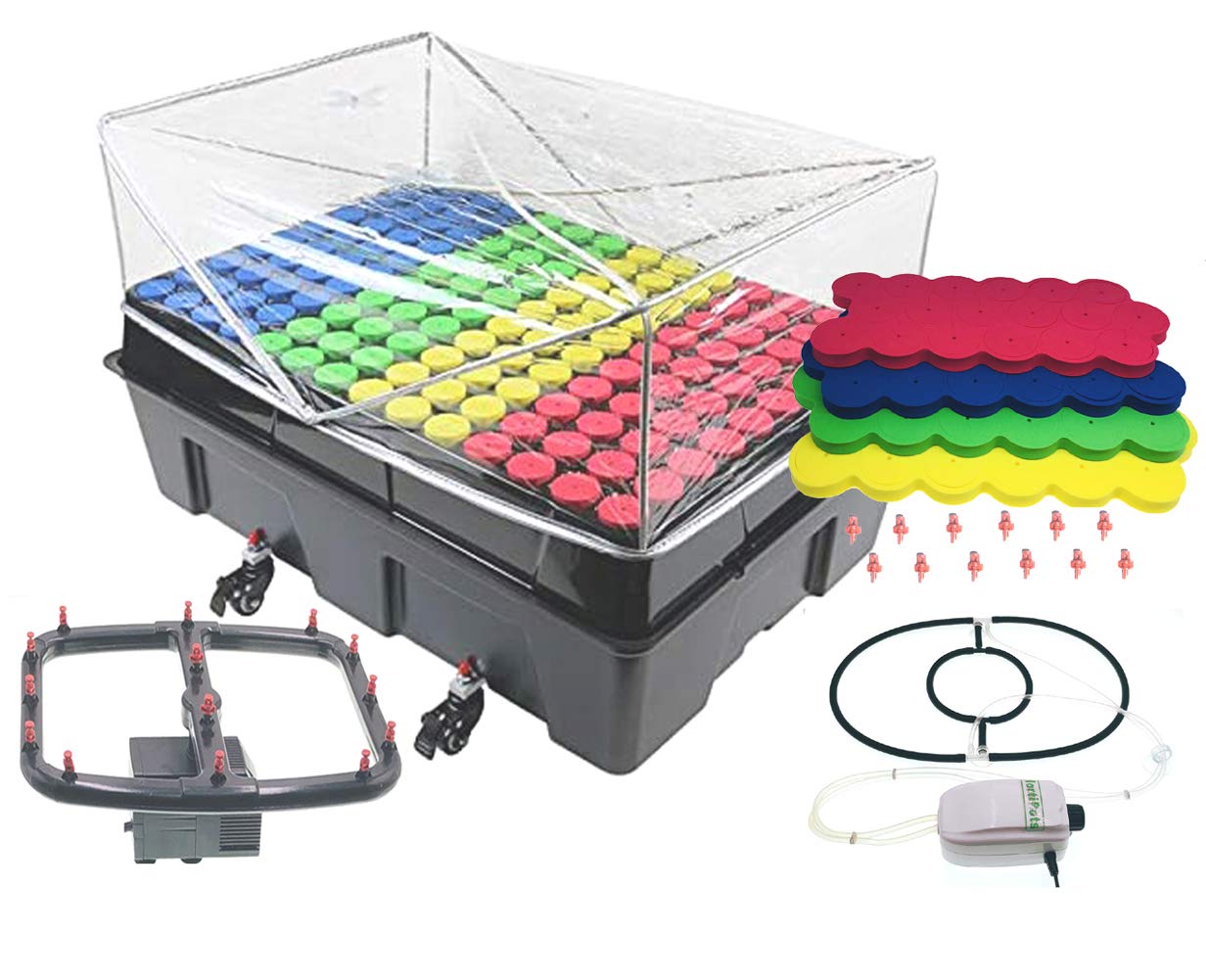 Cloning Machine 140 site with Oxygen Bubbler Kit and Extra 1 5/8 inch Mixed-Colored Clone Collars Pack of 72