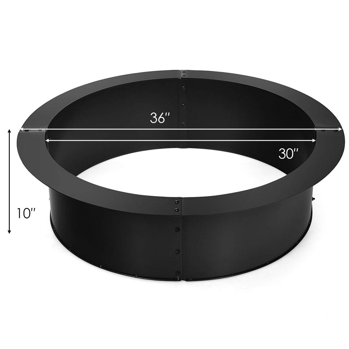 Giantex Fire Ring Heavy Duty Thick Solid Steel Fire Pit Liner 36-Inch Outer/30-Inch Inner Diameter, DIY Fire Pit Rim Above or In-Ground for Outdoor, Patio, Backyard