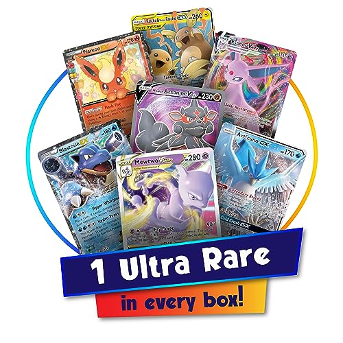 Ultra Rare Battle Bundle | 1x Ultra Rare | 60+ Cards Including 5 Holo or Rare Cards | GG Box Compatible with Pokemon Cards