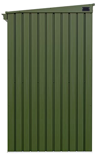 Scotts 8' x 4' Garden Storage Shed Outdoor Lockable Water-Resistant Steel Building with Tool Hanger and Pent Roof, Green