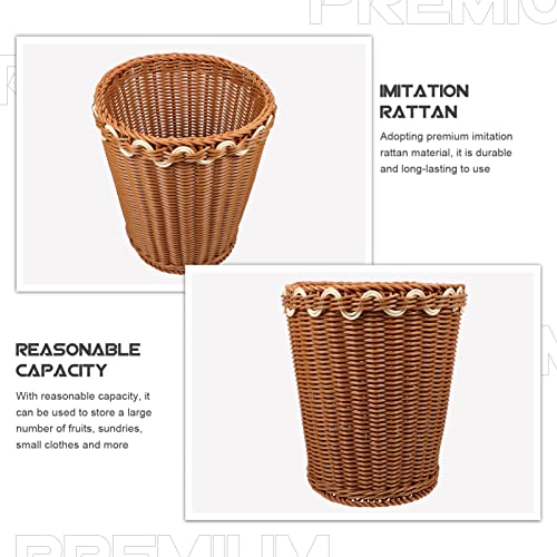Ipetboom Seagrass Waste Basket Woven Trash Can with Lid Wicker Garbage Bin Rattan Rubbish Container Rustic Storage Basket Laundry Hamper for Kitchen Home Office