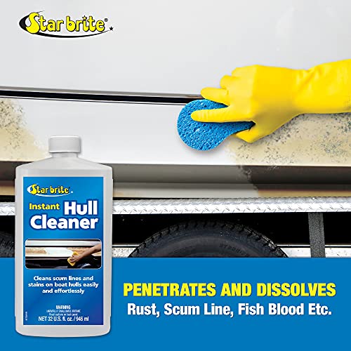 STAR BRITE Instant Hull Cleaner - Easily Remove Stains, Scum Lines & Grime for Boat Hulls, Fiberglass, Plastic & Painted Surfaces - Wipe On, Rinse Off Formula - 128 Ounce Gallon (081700)