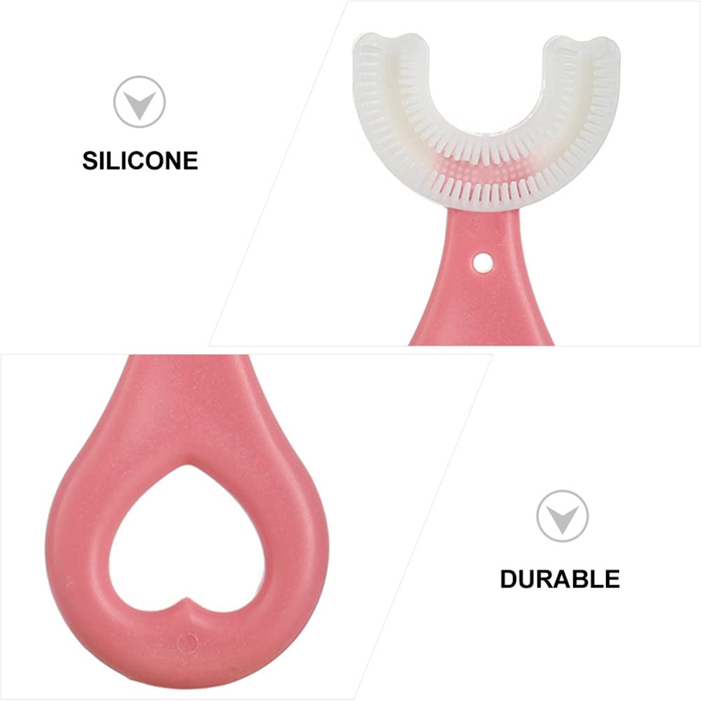 FARUTA 3Pcs U- Shape Toothbrush, Silicone Toothbrush for Toddlers, Manual Toothbrush Oral Cleaning Brushes, Pink (Color : Pink)