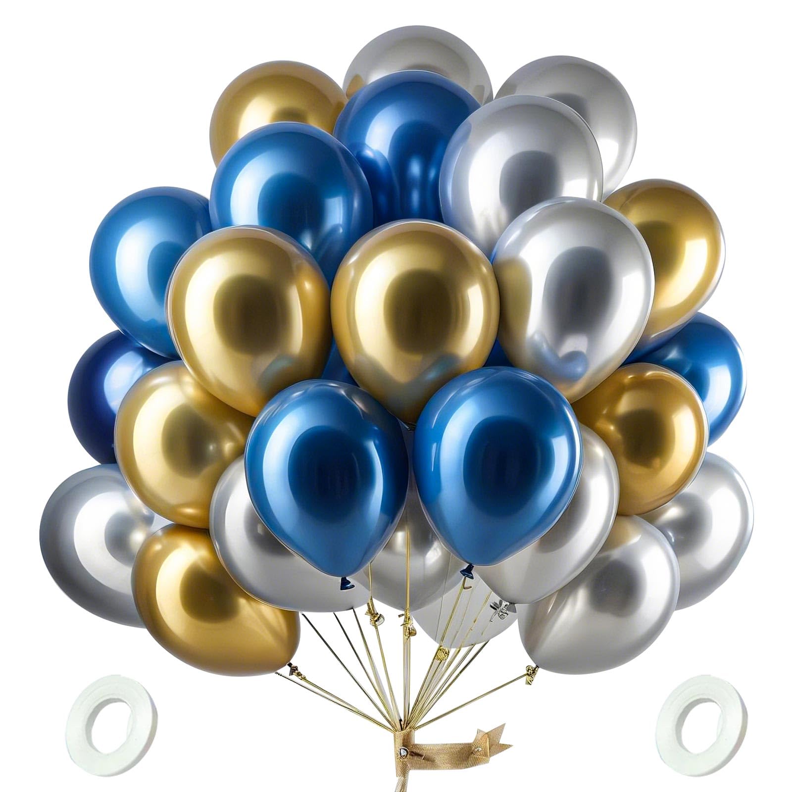 Metallic Gold Silver Balloon and Metallic Blue Balloon for Baby Shower Birthday Graduation Wedding Party Decorations