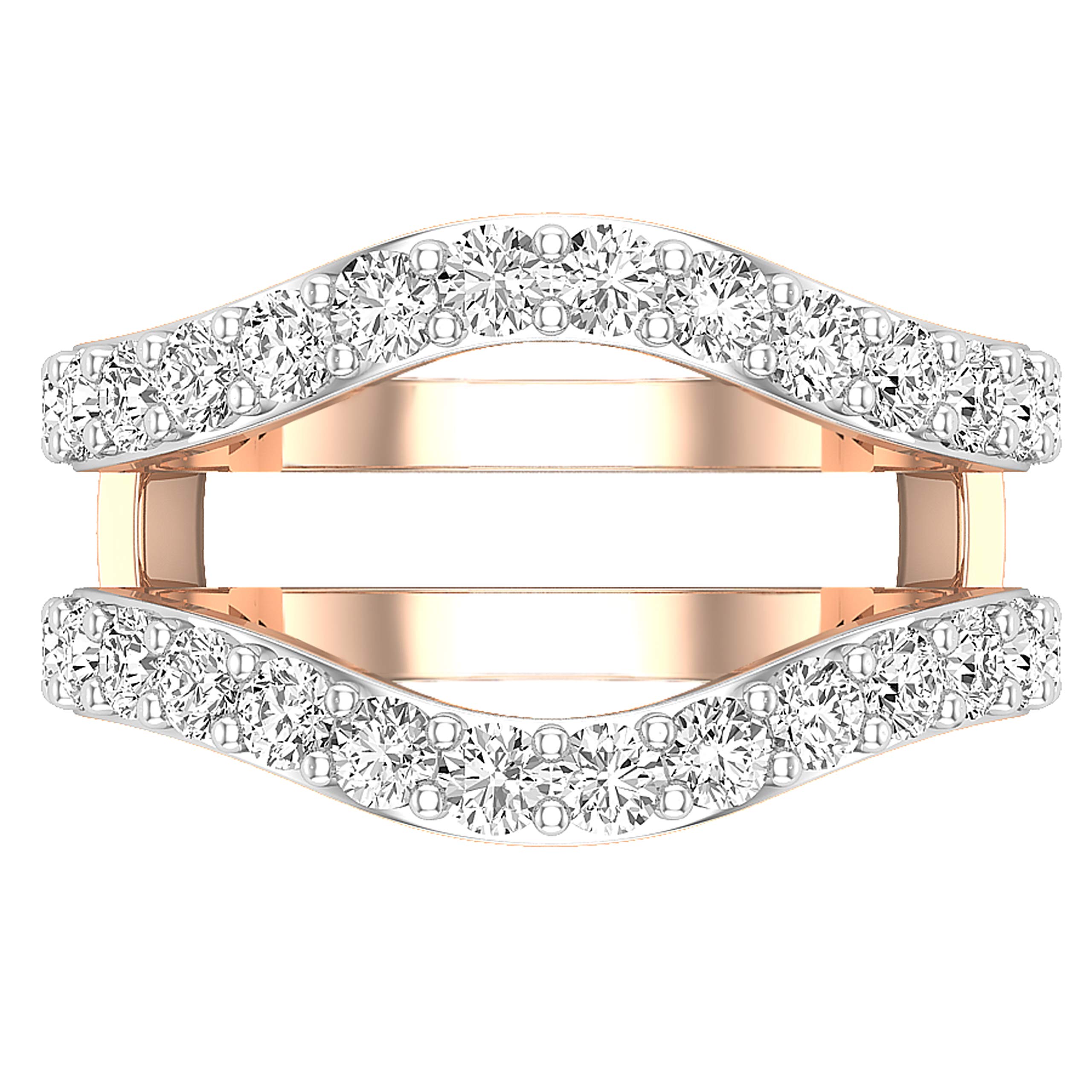 Dazzlingrock Collection 1.75 Carat (ctw) Round Lab Grown Diamond Ladies Wedding Enhancer Guard Double Ring, 10K Rose Gold, Size 6.5