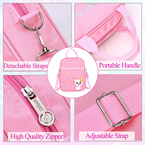 MOCCNORA Girls Backpack 16 Inch Cute Cat Backpack for Girls Princess Bowknot Backpack with Lunch Bag for Primary Students