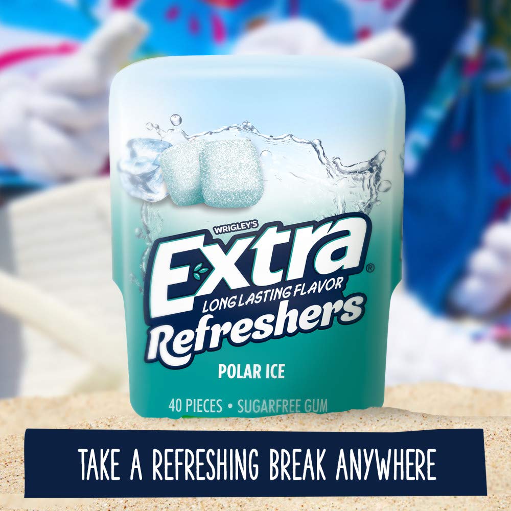 Extra Refreshers, Polar Ice Chewing Gum, 40 Count,Pack of 4