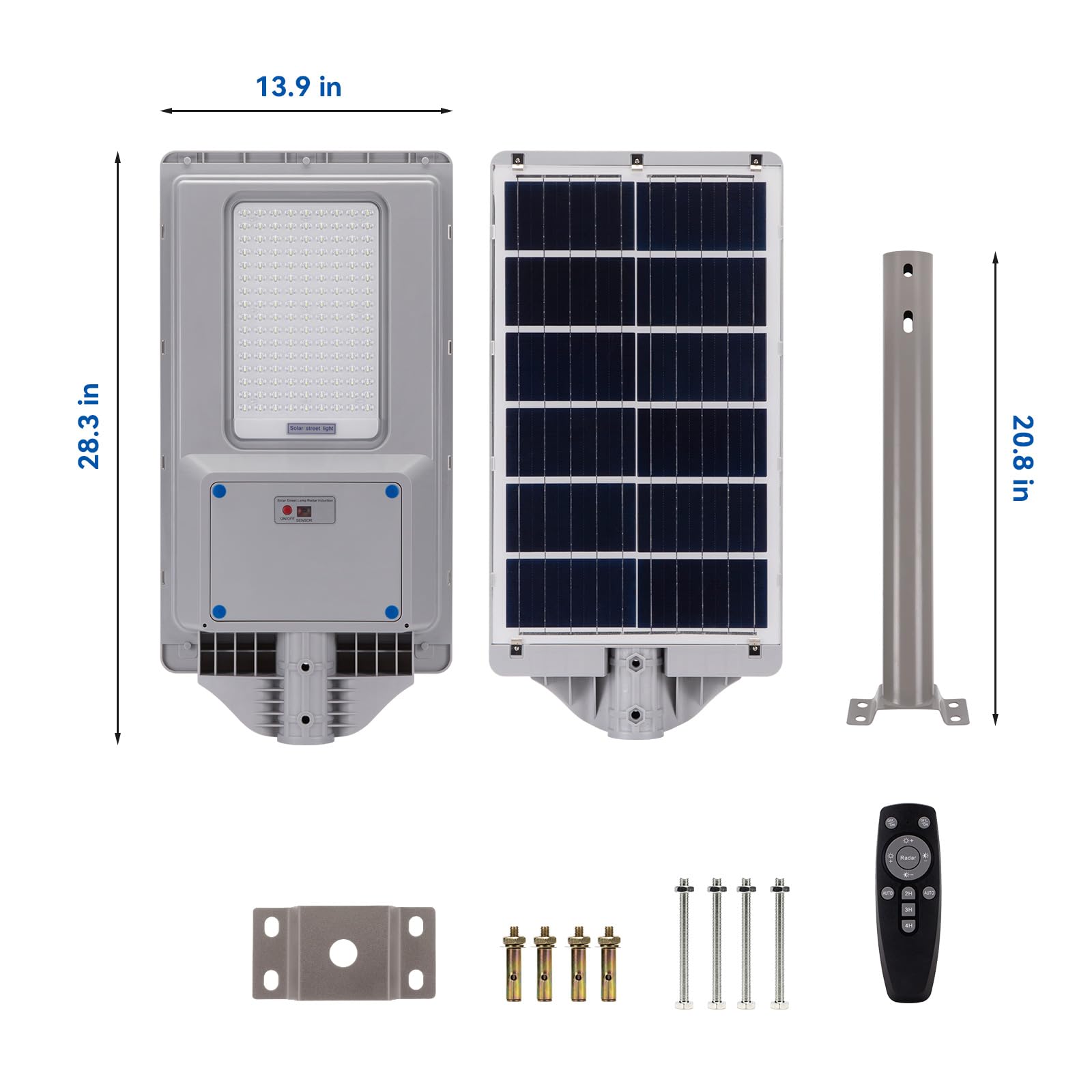 LANGY Solar Street Light, 2-Pack 30000LM 400W, IP67 Commercial Parking Lot Light, Outdoor Dusk to Dawn Solar Flood Light with Motion Sensor, Remote Control, for Yard Garden