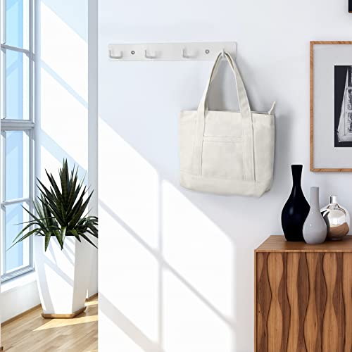 Lwenki 2PCS Key Holder for Wall, Black Key Rack with 4 Key Hooks to Hang Keyrings, Dog Leash, Umbrella, Sunglasses β Key Hanger with Mounting Hardware for Glass, Tile and Wood (10.9β x 1.4β) (White)