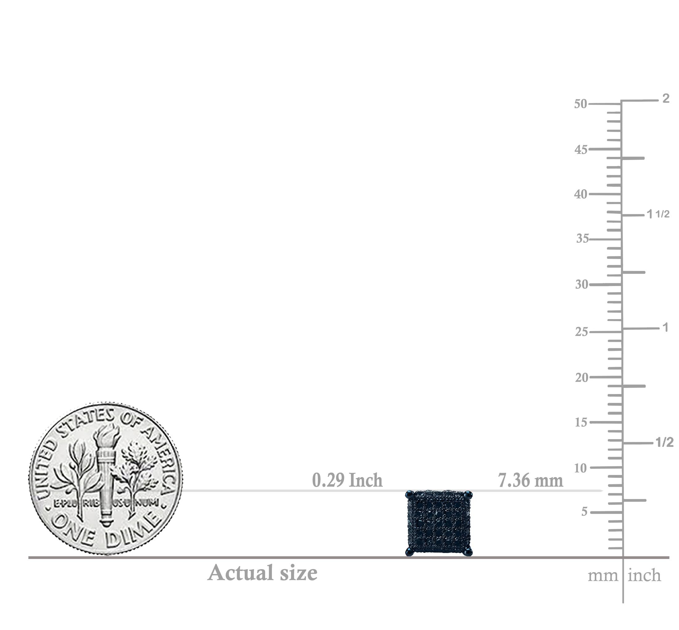 Dazzlingrock Collection 0.25 Carat Round Blue Diamond Cube Unisex Screwback Stud Earring (1 Pc Only) in Blue Plated 18K White Gold