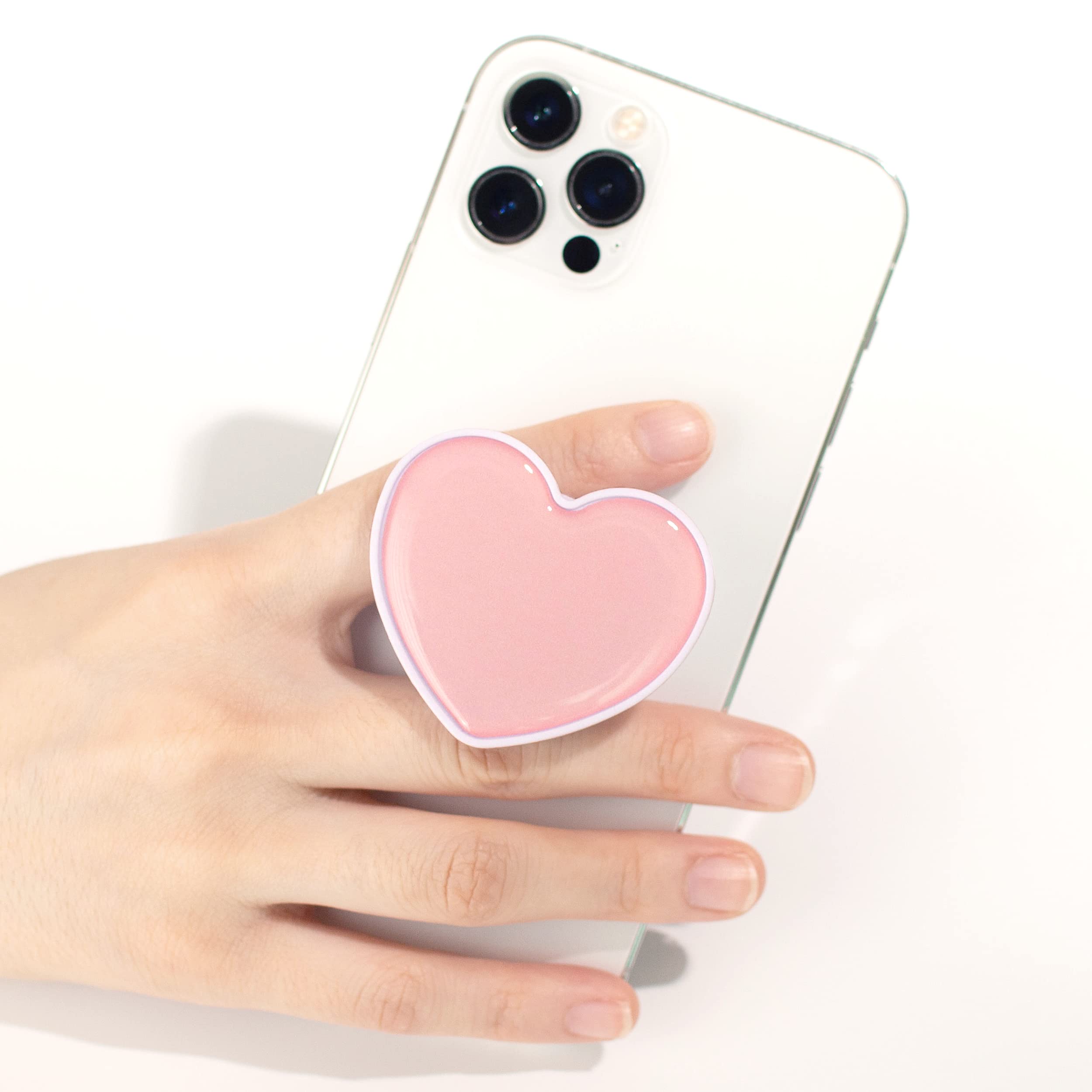 DALSTONE Cute Solid Color Heart Shape Collapsible Expandable Multi Functional Mobile Phone Grip & Kicktand (Pink)