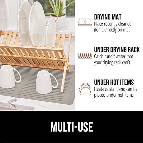 Gorilla Grip Manual Can Opener and Silicone Dish Drying Mat, Can Opener Includes Built-In Bottle Opener, Dish Drying Mat is 13x11 Inch, Both in Almond Color, 2 Item Bundle