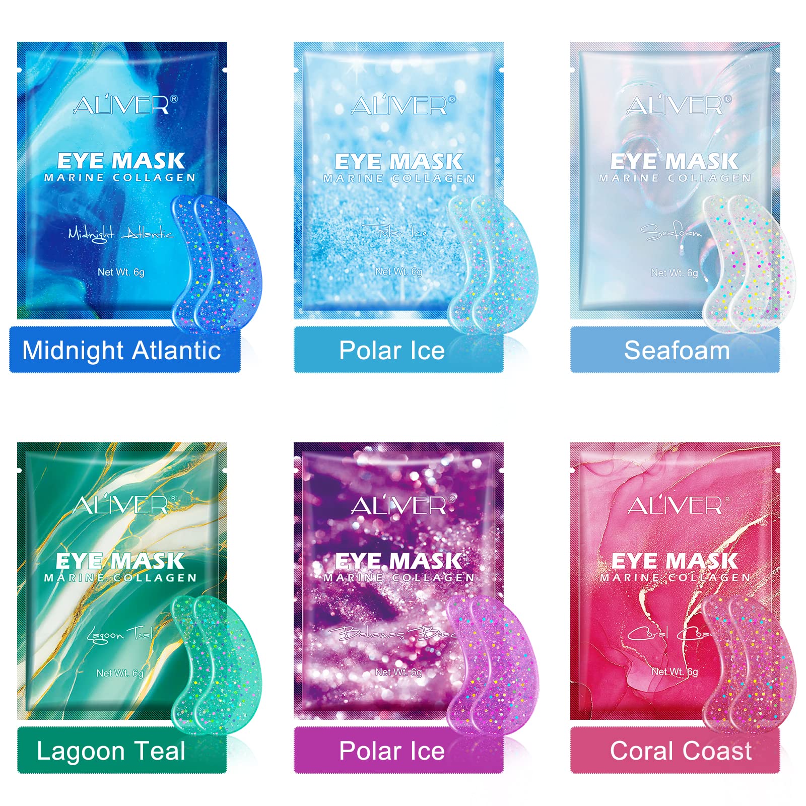 FRDUGA Marine Collagen Eye Masks, 12 Pairs - Anti-Aging, Dark Circle, Moisturizing, Puffiness, Wrinkles