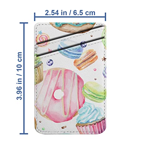 Pack of 2 - Cellphone Stick on Leather Cardholder ( Sweet Delicious Watercolor Macarons Pattern Pattern ) ID Credit Card Pouch Wallet Pocket Sleeve