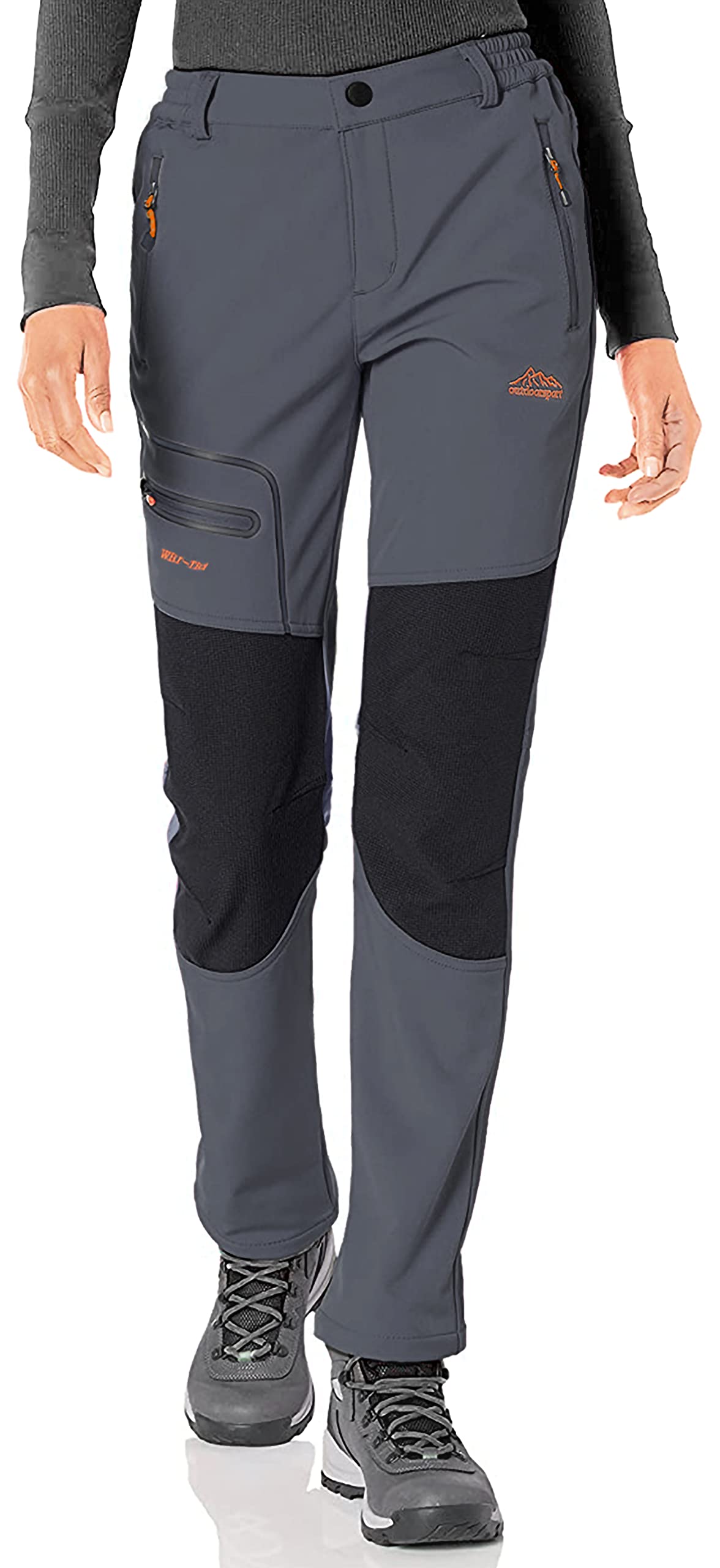 DAFENGEA Women's Snow Ski Pants Fleece Hiking Waterproof Windproof Softshell Outdoor Snowboard Pants,CFK1682W-Grey-M