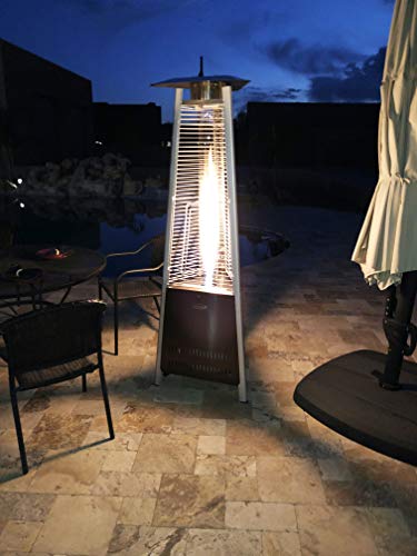 Hiland HLDS01-MGTHG Quartz Glass Tube Patio Heater w/Wheels, 40,000 BTU, Pyramid, Hammered Bronze