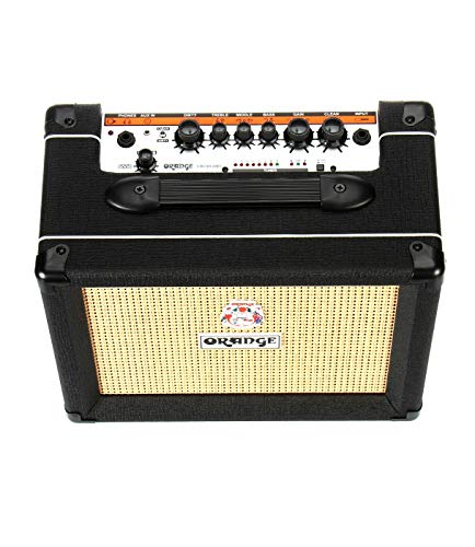 Orange Amps Crush 20RT Amplifier for Electric Guitars (Black) Bundle with Blucoil 10-FT Straight Instrument Cable (1/4in), 2-Pack of Pedal Patch Cables, and 4-Pack of Celluloid Guitar Picks