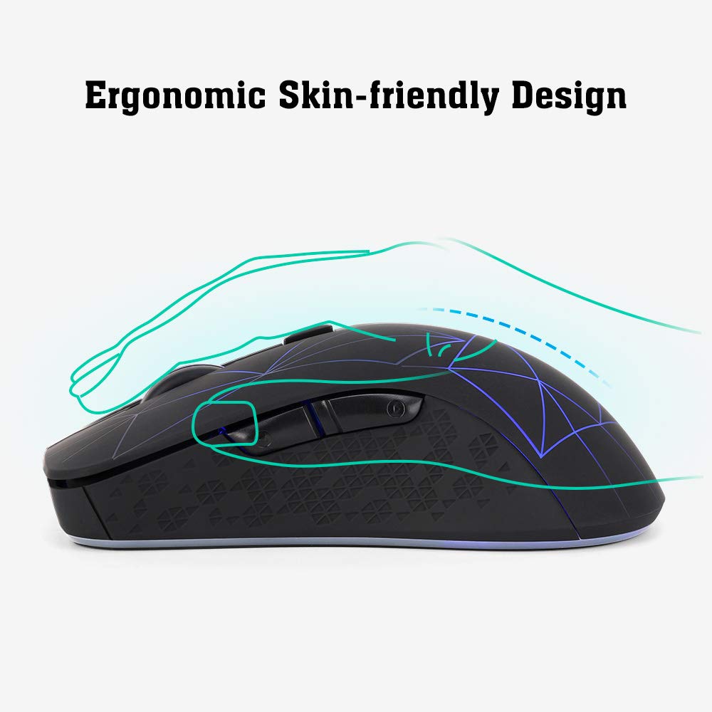 Fonicer Rechargeable Bluetooth 5.0&2.4G Dual Mode Wireless Gaming Mouse for PC, Mac, Laptop, Android Tablet, Black