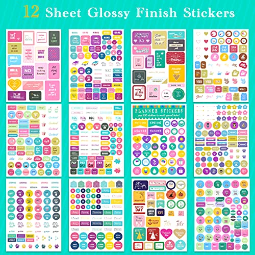 Planner Stickers,24 Sheet/1300+ Calendar Stickers for Adults Planner, Planner Stickers and Accessories for Women Work, Enhance Life Productivity
