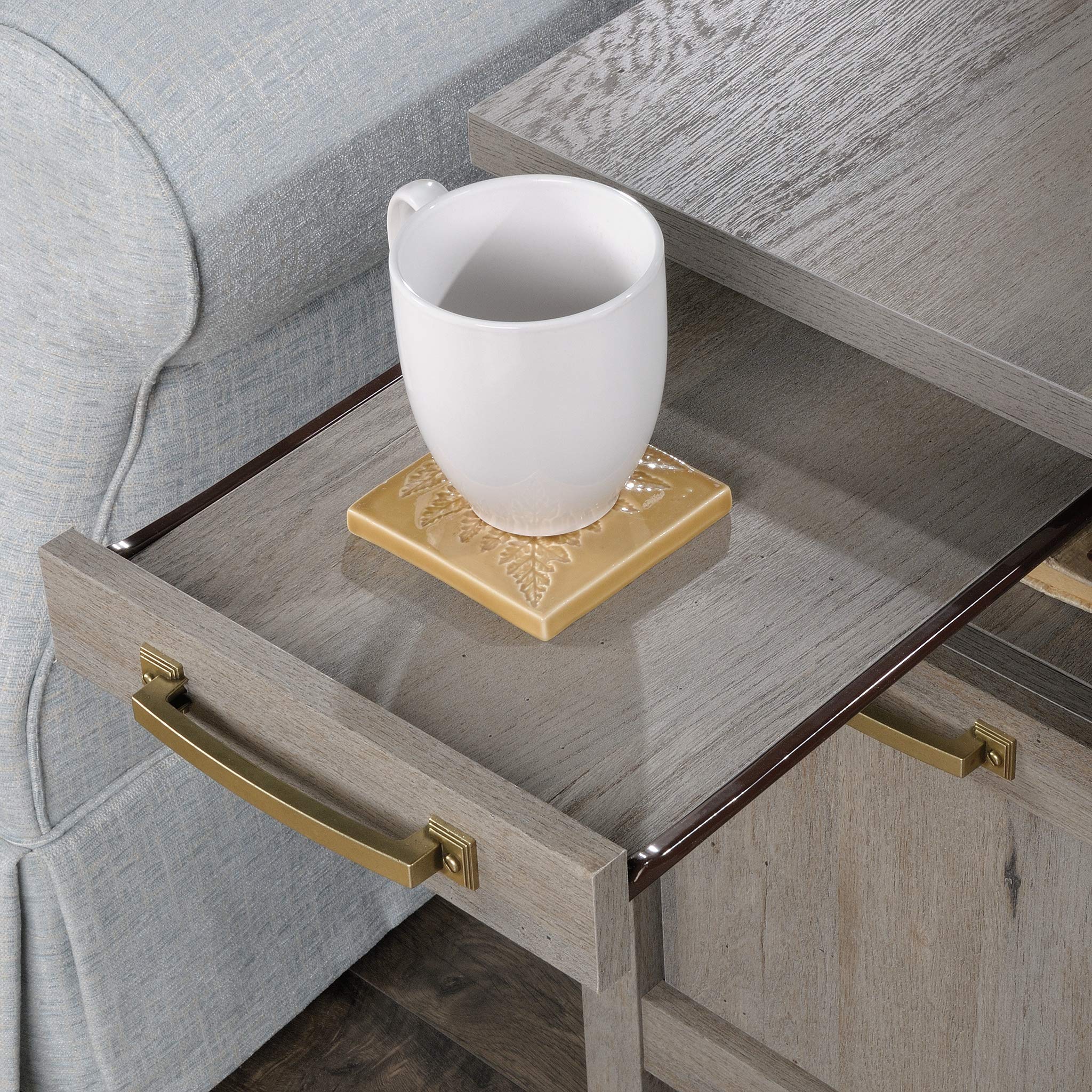 Sauder Cannery Bridge Narrow Side, Nightstand, End Table, L: 14.37" x W: 22.44" x H: 25.83", Mystic Oak
