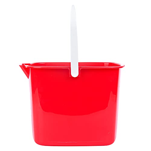 Restaurantware RW Clean 8 Quart Cleaning Bucket 1 Detergent Square Bucket - With Measurements Built-In Spout And Handle Red Plastic Utility Bucket For Home Or Commercial Use