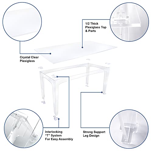 STAUBER Best Acrylic Desk - Clear (48" W x 24" D x 30" H)