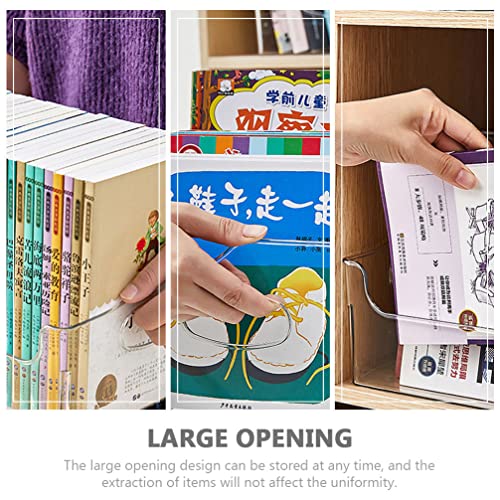 Plastic Bin Storage Organizer Basket Container with Handle for Home Office Kitchen Cabinet Pantry Shelf Organization Holds Notebook Books Food Ligne Collection Clear